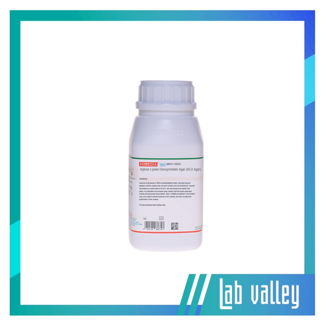 Xylose Lysine deoxycholate agar (XLD agar) (500 กรัม/ขวด) ยี่ห้อ Hi-media, india - แล็ป วัลเล่ย์ ...