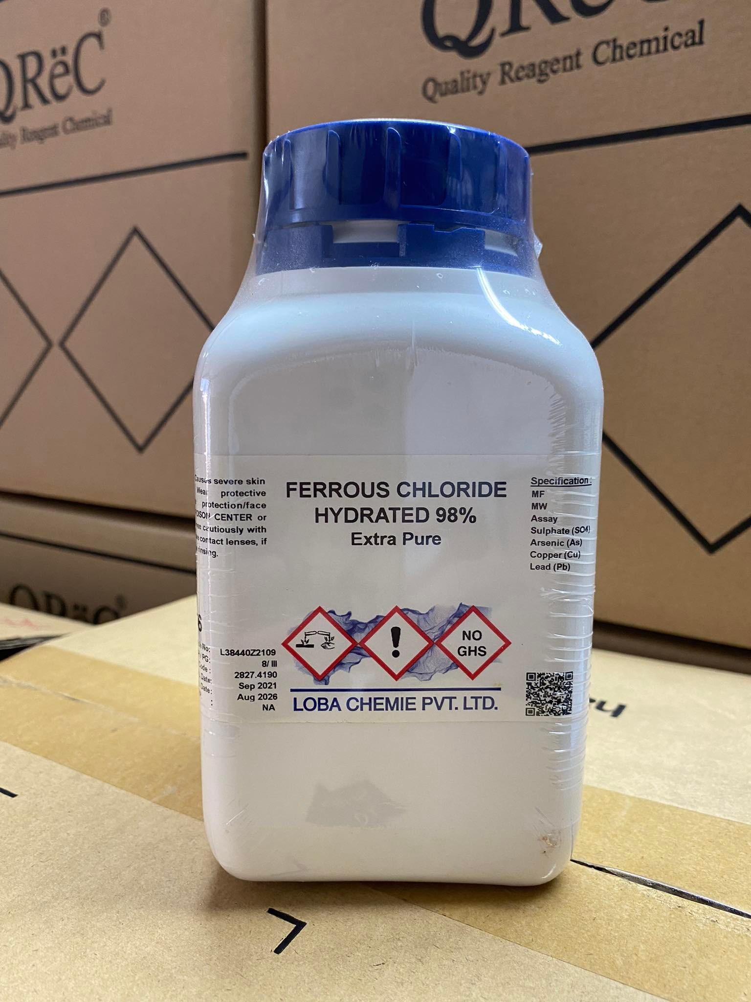 Ferrous chloride 98% extra pure (500 กรัม/ขวด) ยี่ห้อ Loba, india - แล็ป วัลเล่ย์ | สารเคมี ...