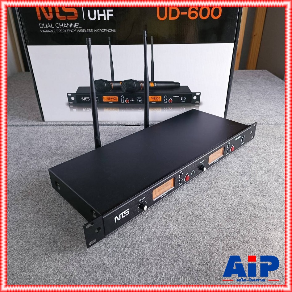 NTS UD-600 ไมค์ลอยปรับความถี่ ไมโครโฟนไร้สาย ไมค์ถือคู่ เปลี่ยนความถี่ได้ ย่านความถี่ UHF UD 600 ...