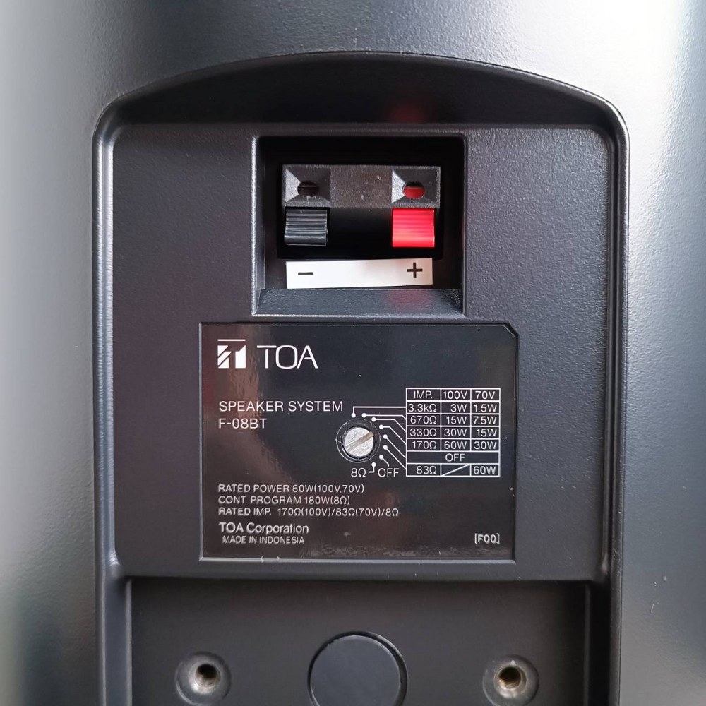 TOA F-08BT ตู้ลำโพงแขวน สีดำ พร้อมขาแขวน ลำโพงติดผนัง ขนาด 8 นิ้ว รองรับกำลังขับ 180 วัตต์ 8 ...