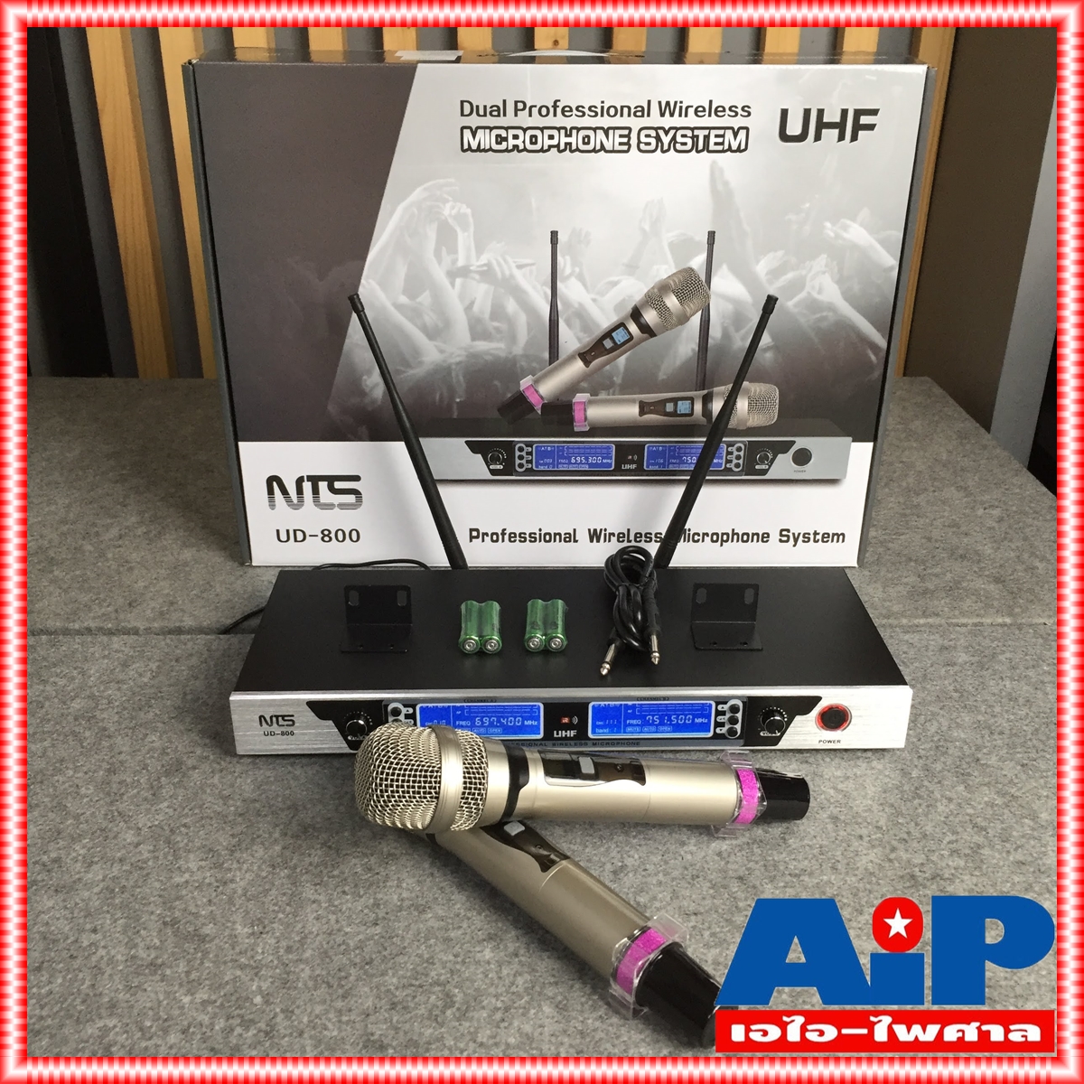 NTS UD-800 ไมค์ลอยปรับความถี่ ไมโครโฟนไร้สาย ไมค์ถือคู่ ปรับความถี่ได้ มาพร้อมปีกยึดแร็คได้ UD ...