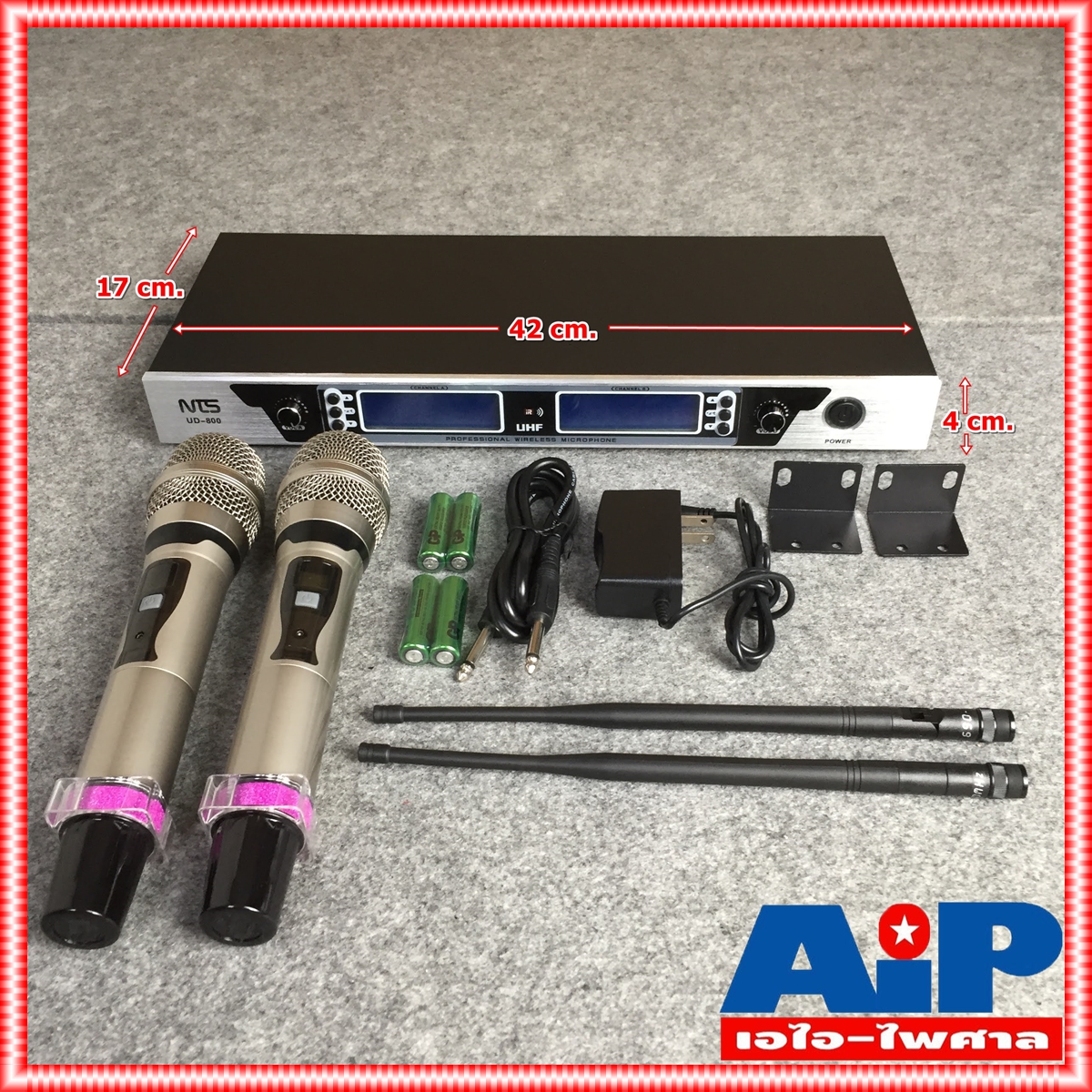 NTS UD-800 ไมค์ลอยปรับความถี่ ไมโครโฟนไร้สาย ไมค์ถือคู่ ปรับความถี่ได้ มาพร้อมปีกยึดแร็คได้ UD ...
