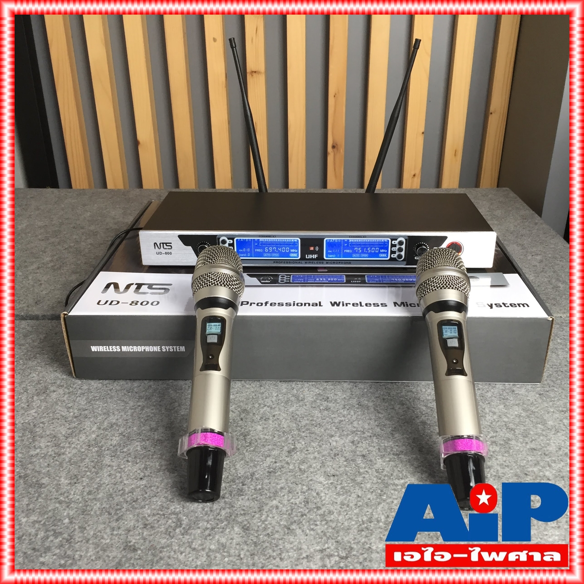 NTS UD-800 ไมค์ลอยปรับความถี่ ไมโครโฟนไร้สาย ไมค์ถือคู่ ปรับความถี่ได้ มาพร้อมปีกยึดแร็คได้ UD ...