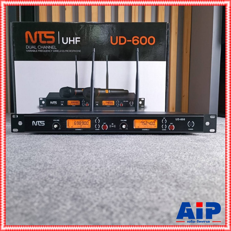 NTS UD-600 ไมค์ลอยปรับความถี่ ไมโครโฟนไร้สาย ไมค์ถือคู่ เปลี่ยนความถี่ได้ ย่านความถี่ UHF UD 600 ...