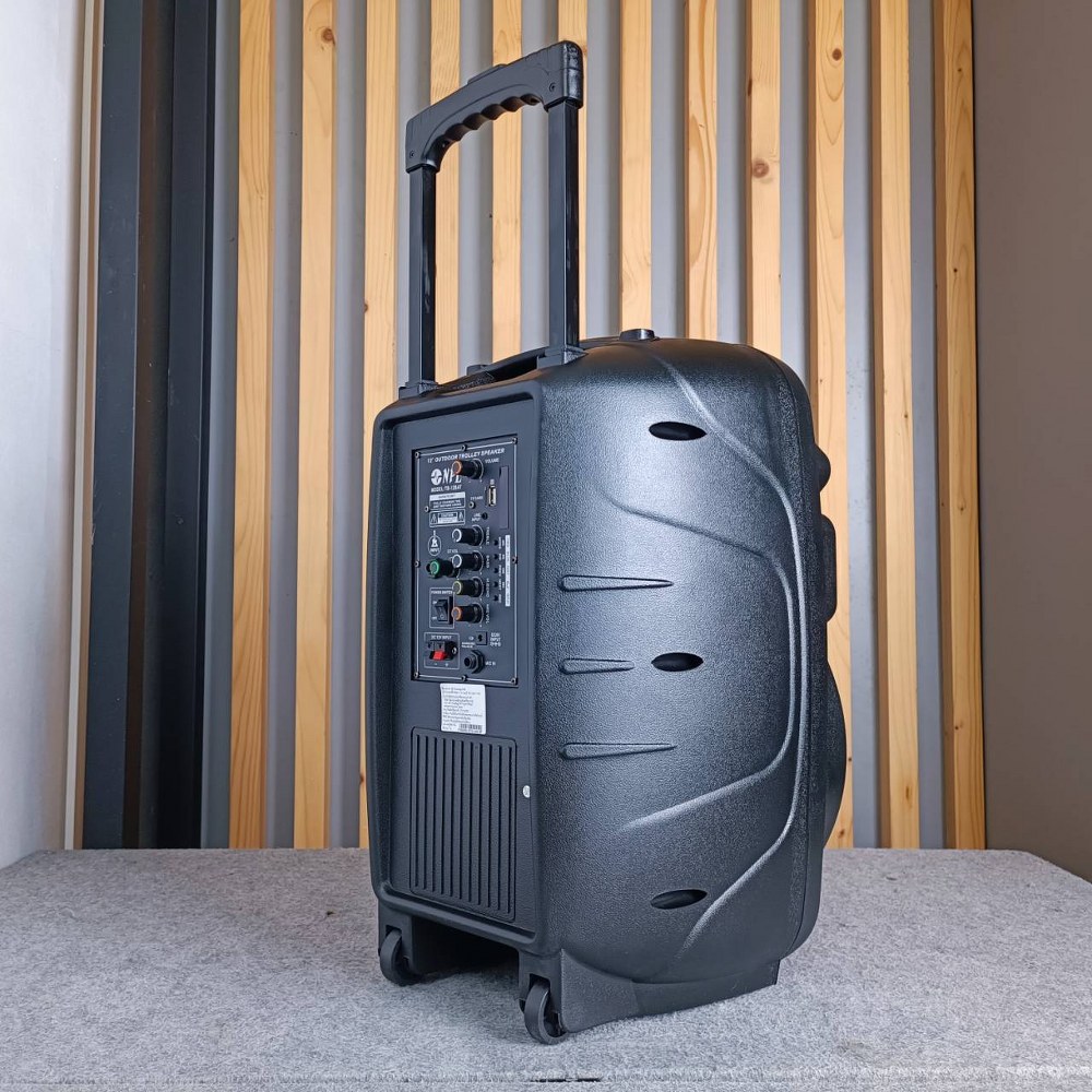 NPE TB-12BAT ลำโพงล้อลาก 12นิ้ว ตู้ลำโพงมีแอมป์ BLUETOOTH USB FM RECORD พร้อมไมค์ลอย 2 ตัว มีแบต ...