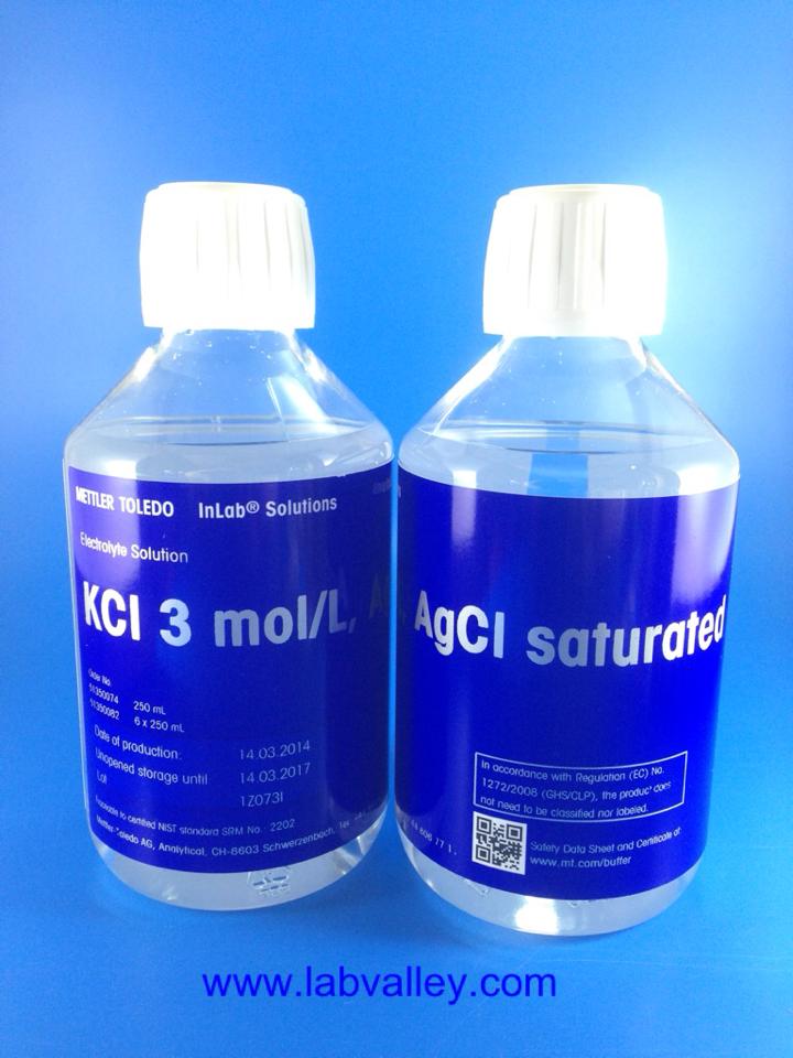 สารละลายอิเล็กโทรไลต์ Electrolyte Solution KCl 3mol/L + AgCl (250 ml./ขวด) ยี่ห้อ Mettler-toledo ...