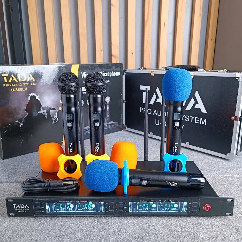 TADA U-880LV ไมค์ลอย 4ด้าม ไมค์ลอยมือถือคู่UHF มีกระเป๋า ไมค์ลอย ไมค์คาราโอเกะ WIRELESS ...