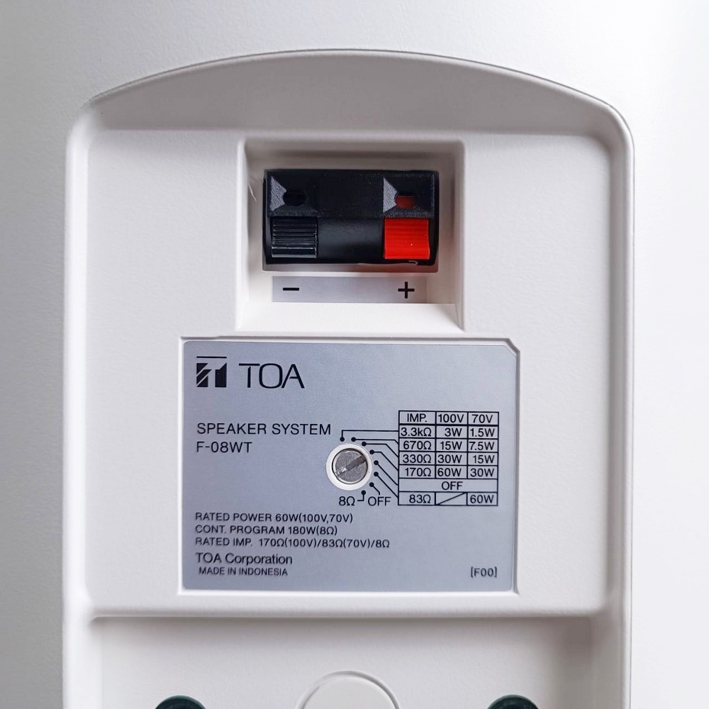 TOA F-08WT ตู้ลำโพงแขวน สีขาว พร้อมขาแขวน ลำโพงติดผนัง ขนาด 8 นิ้ว รองรับกำลังขับ 180 วัตต์ 8 ...