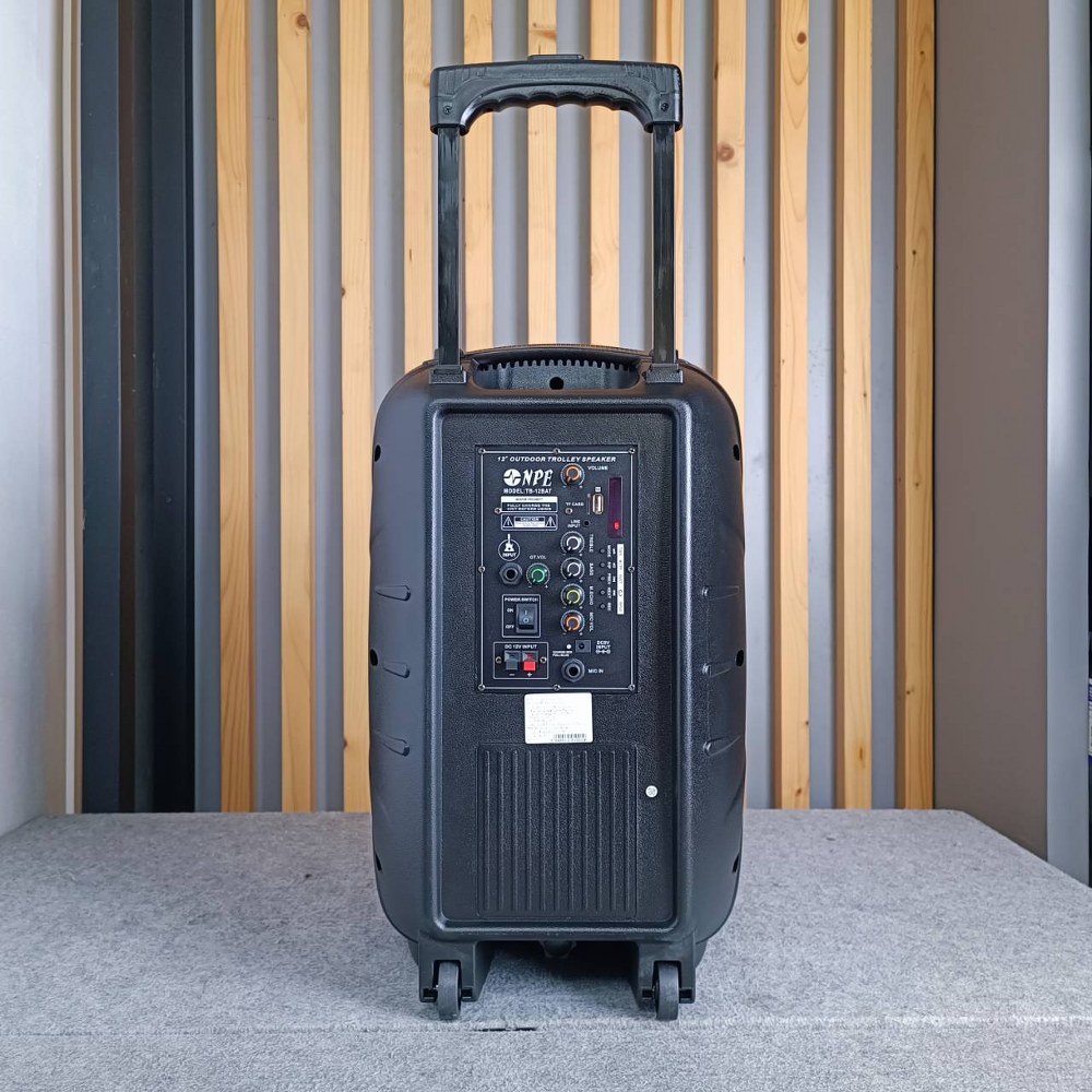 NPE TB-12BAT ลำโพงล้อลาก 12นิ้ว ตู้ลำโพงมีแอมป์ BLUETOOTH USB FM RECORD พร้อมไมค์ลอย 2 ตัว มีแบต ...