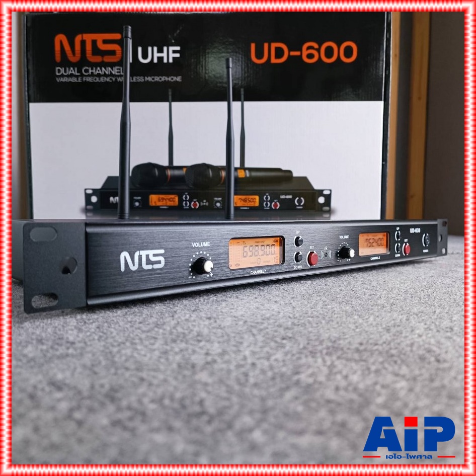 NTS UD-600 ไมค์ลอยปรับความถี่ ไมโครโฟนไร้สาย ไมค์ถือคู่ เปลี่ยนความถี่ได้ ย่านความถี่ UHF UD 600 ...