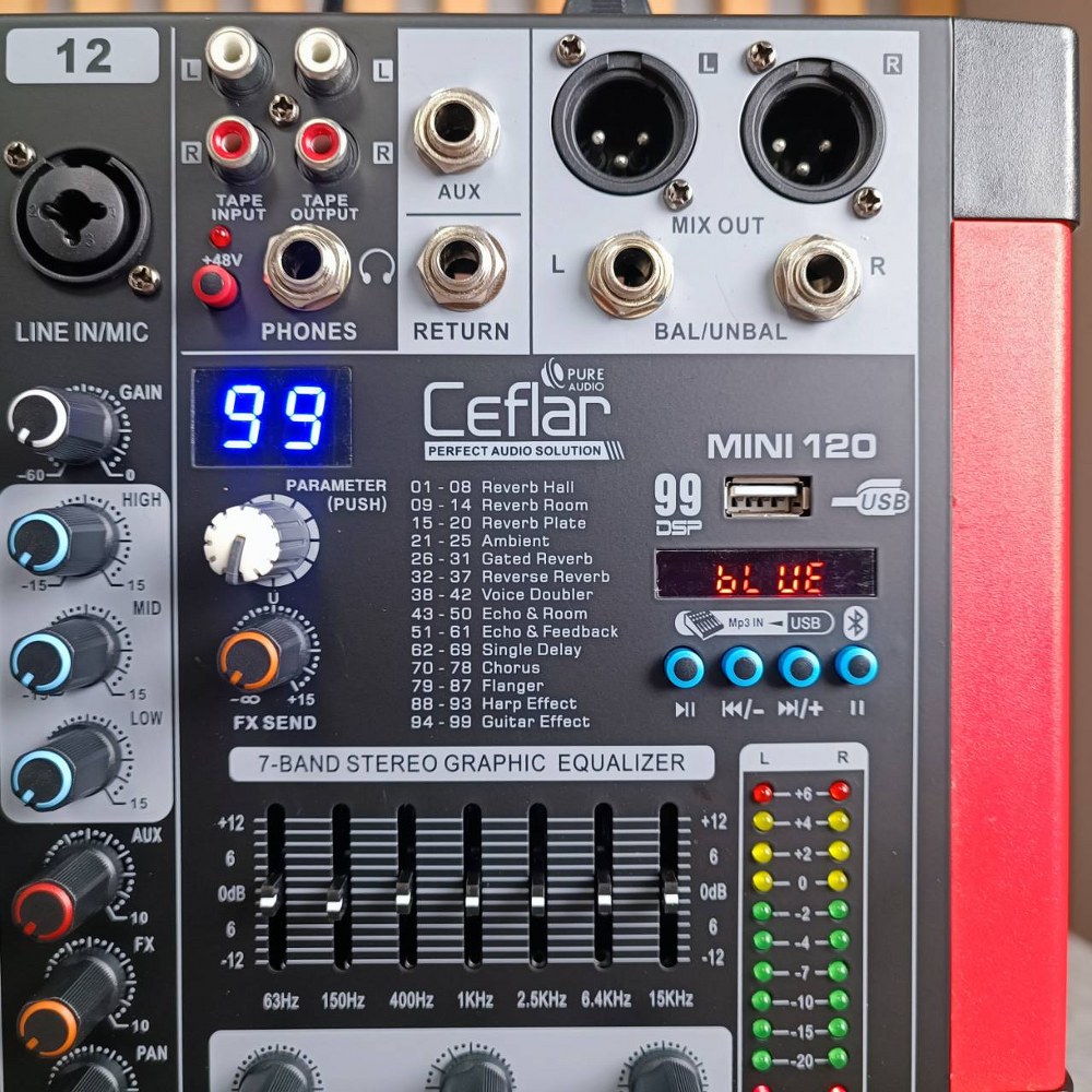 Ceflar MINI-120 MIXER มิกเซอร์อนาล็อก 12 แชนแนล บลูทูธ Bluetooth mixer เอฟเฟคแท้ 99DSP MINI 120 ...