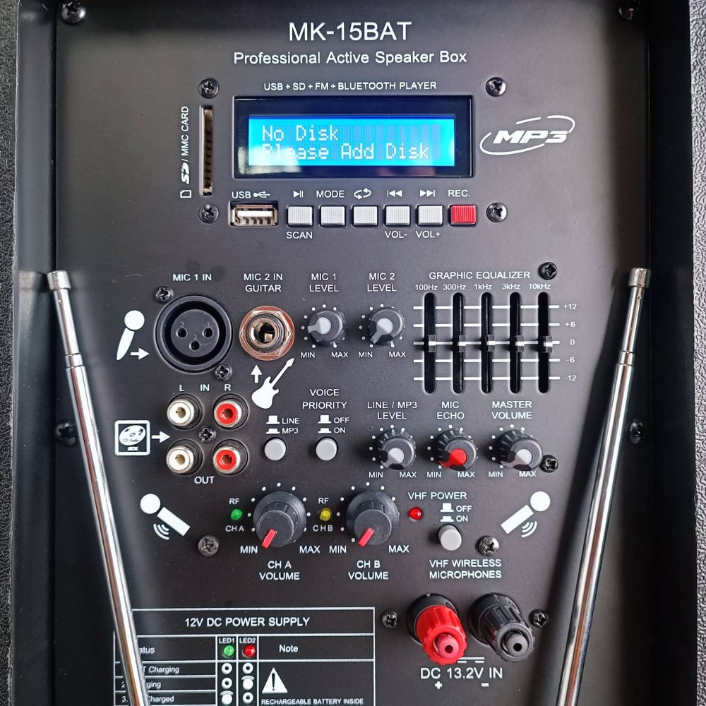 NPE ตู้ลำโพงมีแอมป์ MK-15BAT (ไมค์ลอย2ตัว/แบตแห้ง/USB/SD CARD) บลูทูธ MK15BAT ลำโพงอเนกประสงค์ ...