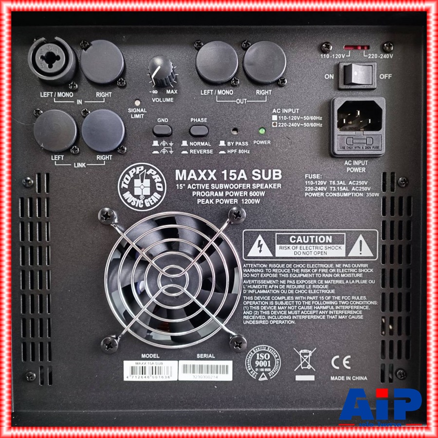 TOPPPRO MAXX-15A ตู้ลำโพง15"SUB+AMP ซับวูฟเฟอร์ กำลังขับ 600W RMS และ 1200W Peak ลำโพงขนาด 15 ...