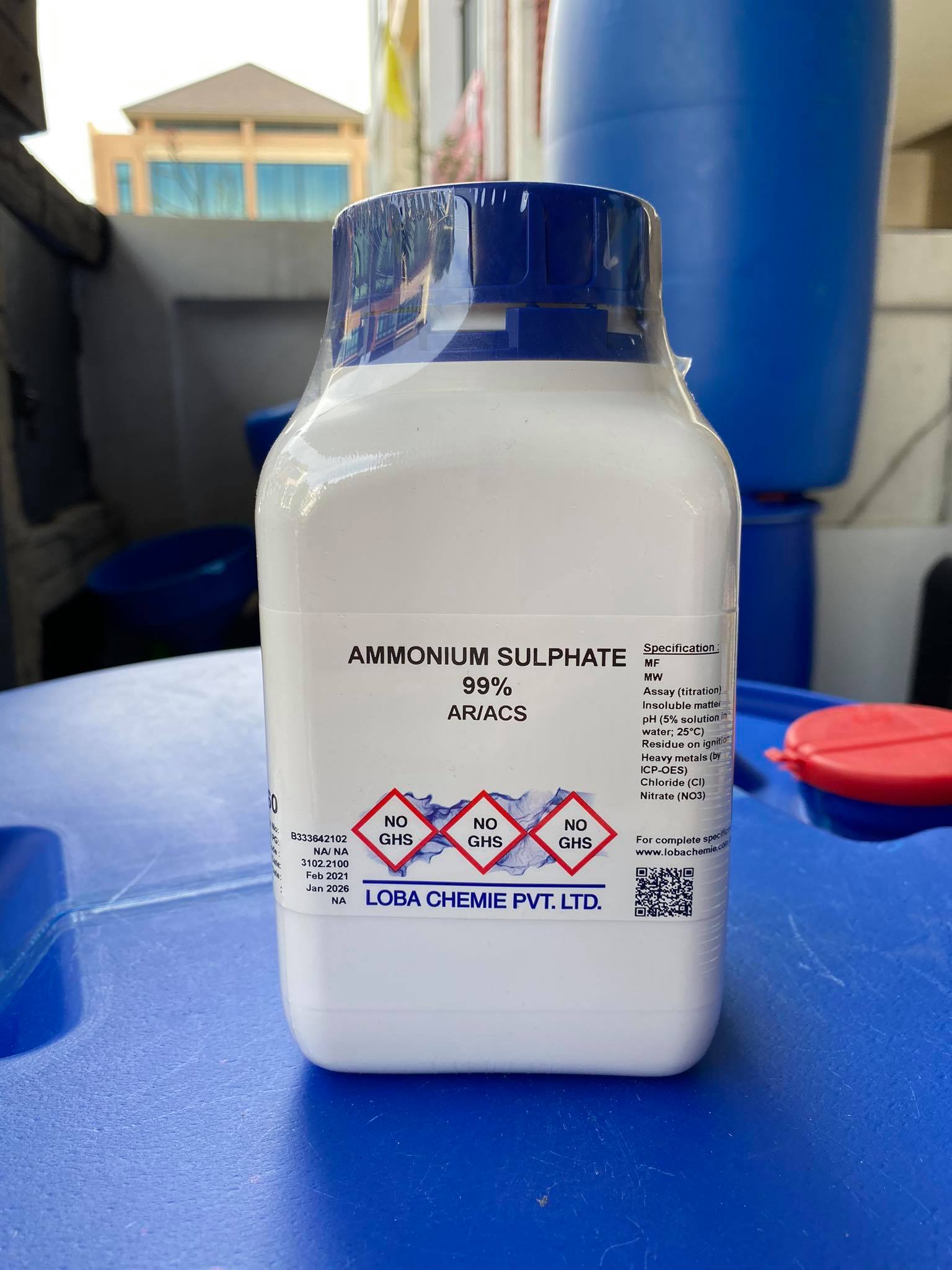 Ammonium sulfate 99% AR.grade (1 กิโลกรัม/ขวด) ยี่ห้อ Loba, india - แล็ป วัลเล่ย์ | สารเคมี ...