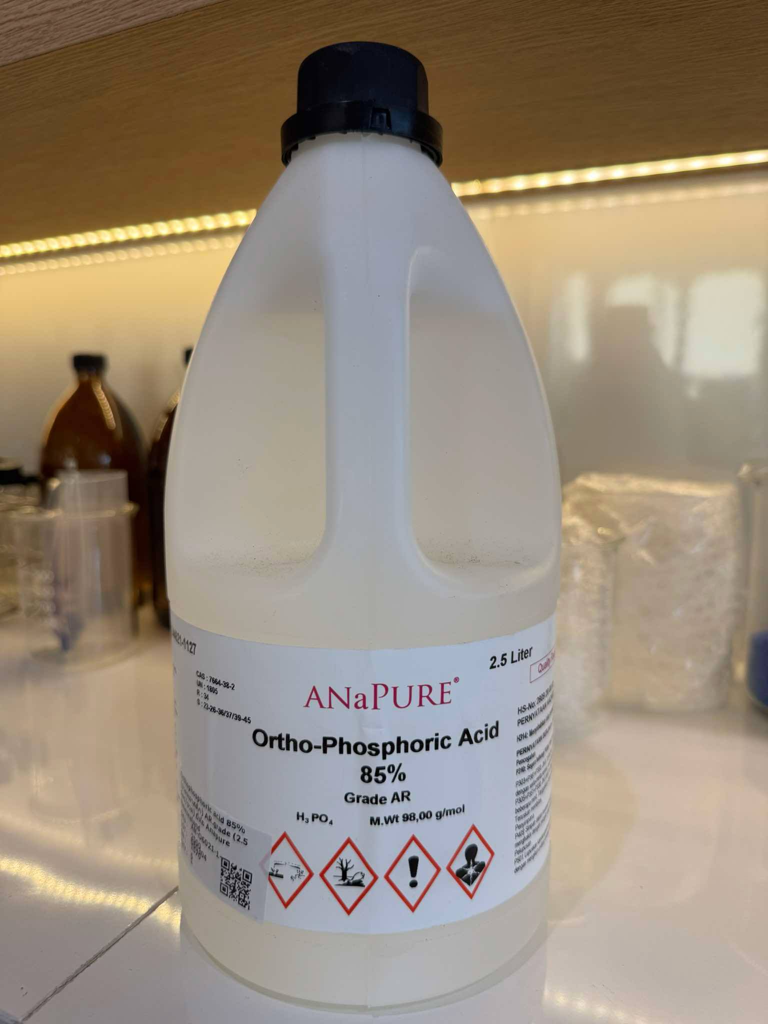 ortho-phosphoric acid AR.grade (2.5 ลิตร/ขวด) ยี่ห้อ Anapure, Newzealand - แล็ป วัลเล่ย์ | สาร ...