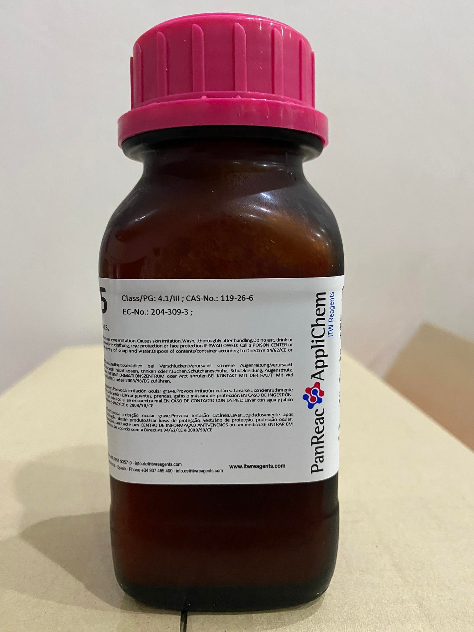 2,4-Dinitrophenyl hydrazine 99% AR.grade (100 กรัม/ขวด) ยี่ห้อ Panreac ...