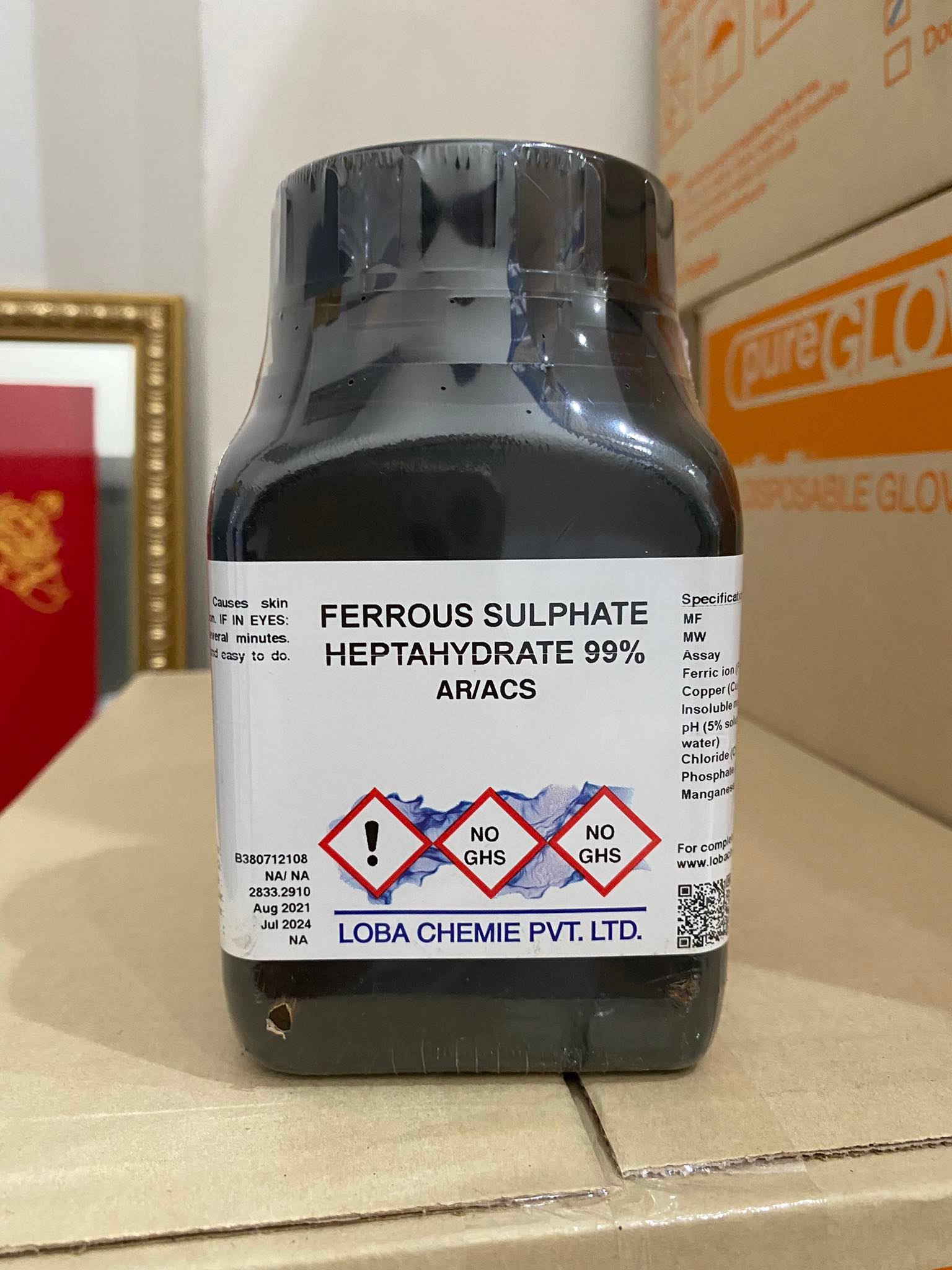 Ferrous sulfate heptahydrate 99% AR.grade (500 กรัม/ขวด) ยี่ห้อ Loba, india - แล็ป วัลเล่ย์ ...