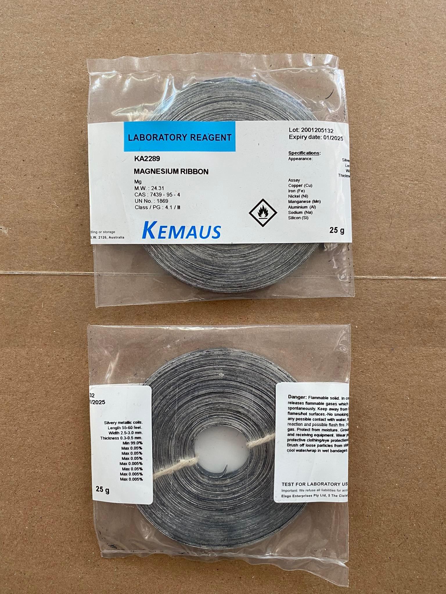 Magnesium ribbon Lab.grade (25 กรัม/ม้วน) ยี่ห้อ KemAus, Australia ...